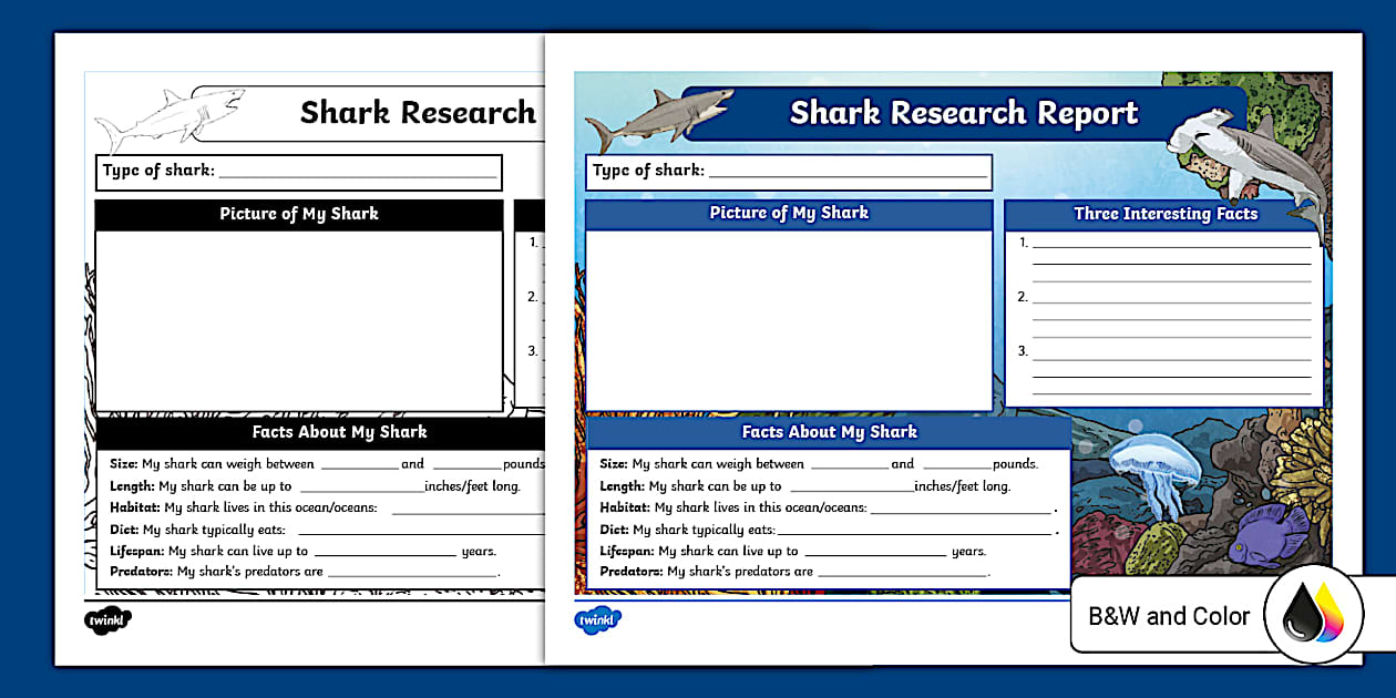 Shark Home Learning Report Worksheet | Twinkl USA - Twinkl