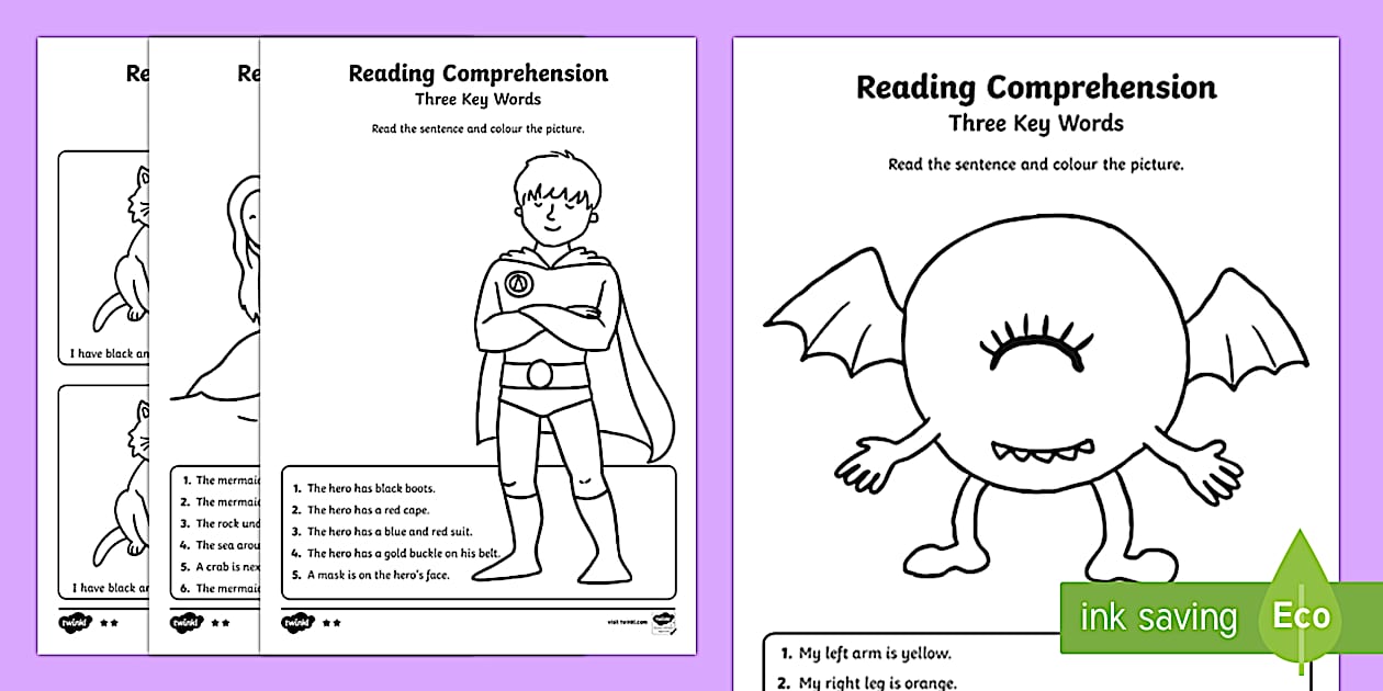 Read and Colour - Simple Comprehension Worksheets - Twinkl