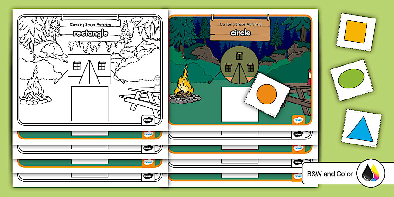 Camping Shape Matching Activity Mat (teacher made) - Twinkl