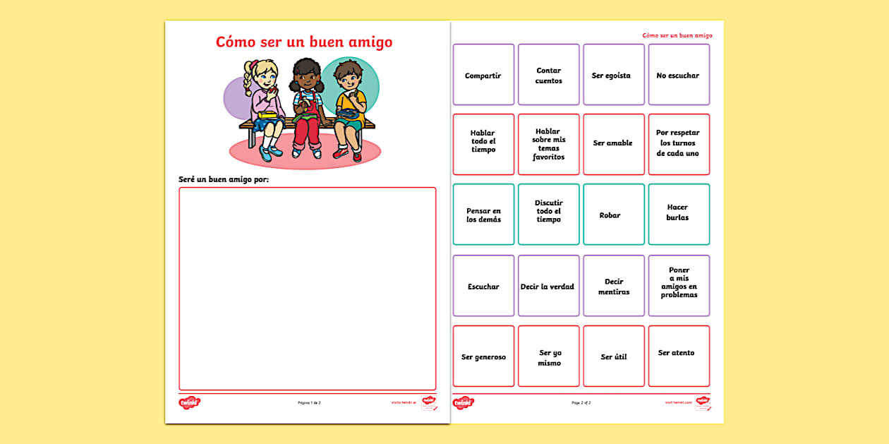 ¿Cómo ser un buen amigo? - Actividades para niños - Twinkl