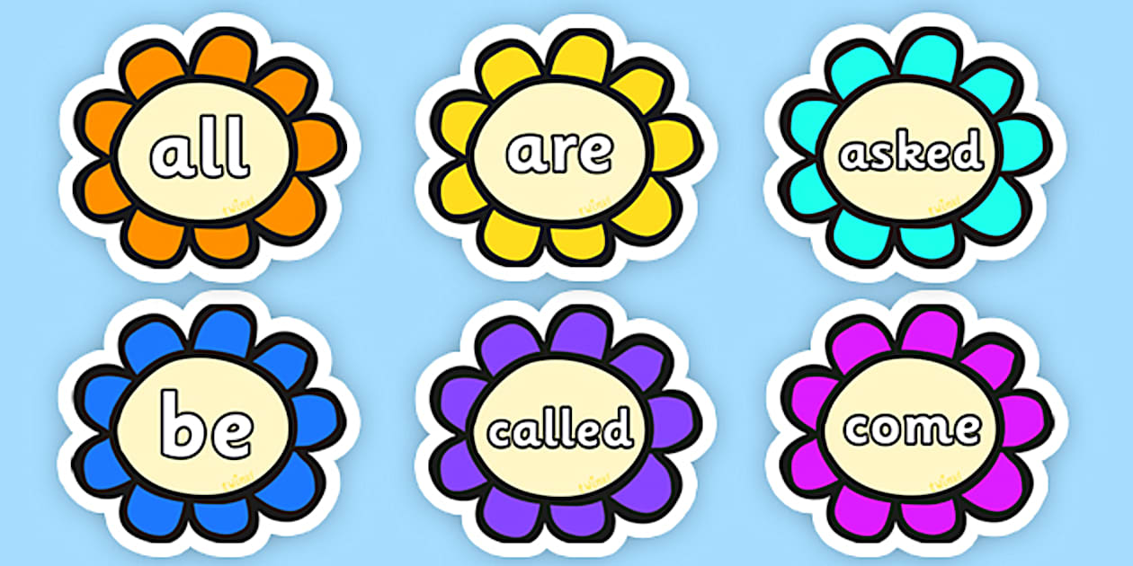Editable Tricky Words on Multicoloured Flowers - Twinkl