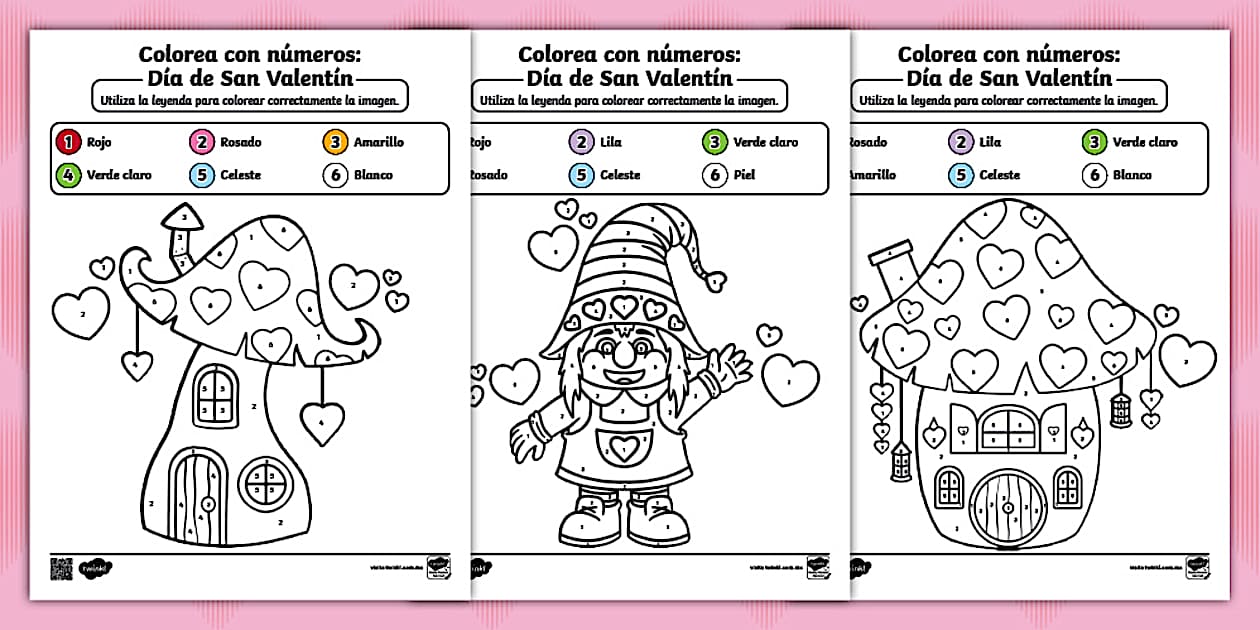 Colorear con números: Día de San Valentín (teacher made)