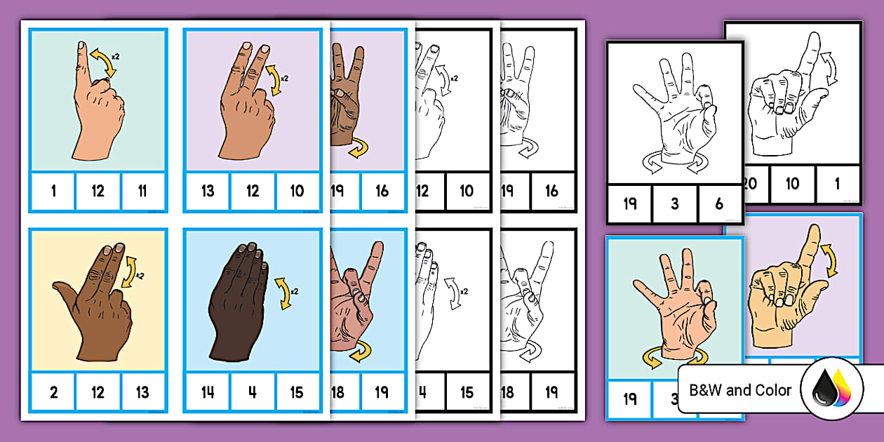ASL Numbers 11-20 Matching Clip Cards (teacher made)