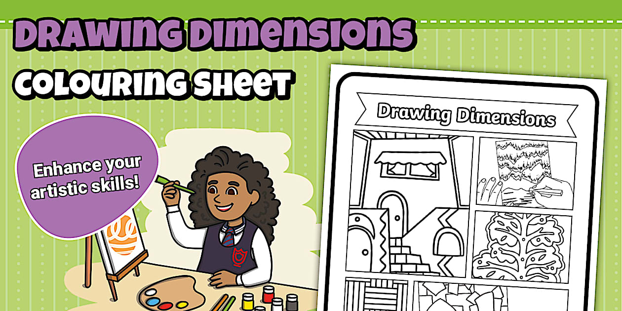Visual Arts Mini-IU Yr 2 Drawing Dimensions Colouring Page
