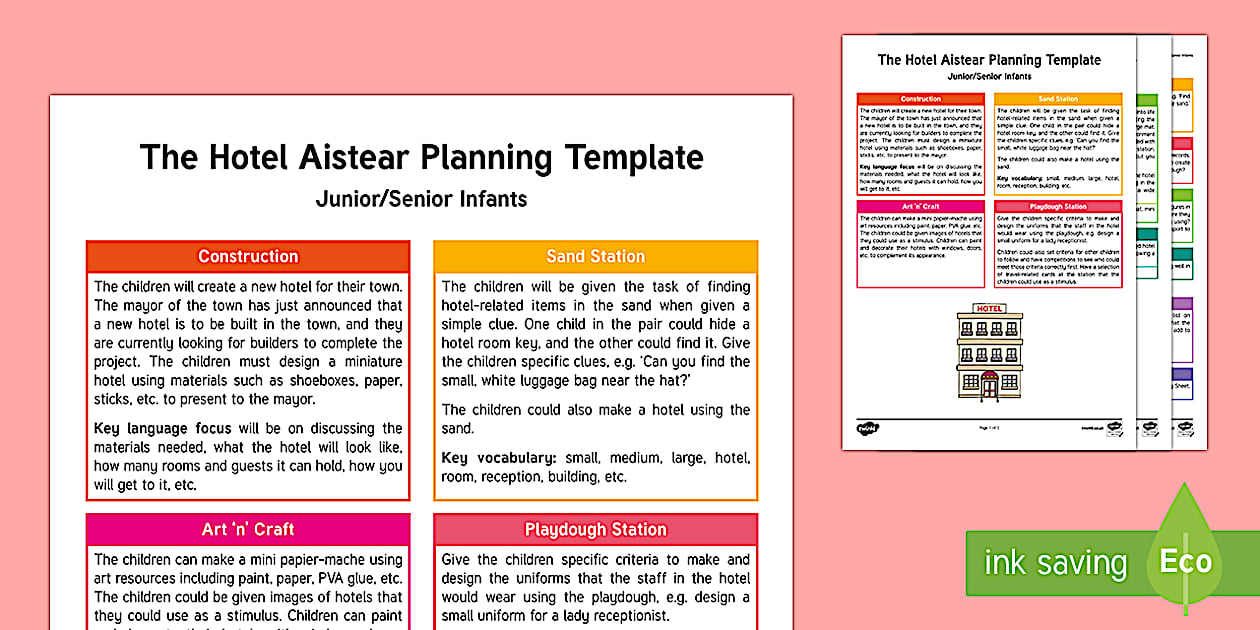Editable The Hotel Aistear Planning Overview (teacher made)