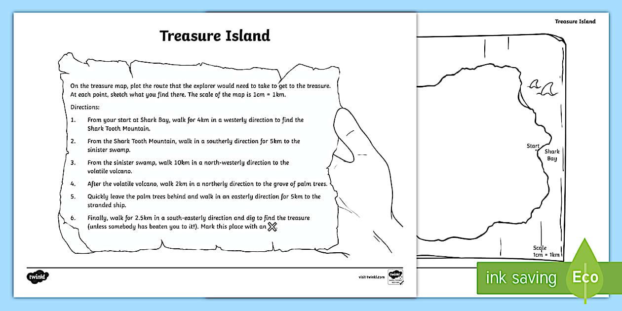 Treasure Island Worksheet (teacher made) - Twinkl