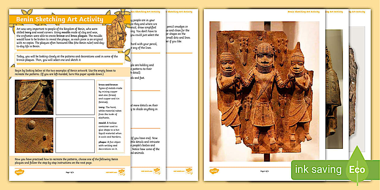 KS2 Benin Sketching Art Activity (teacher made) - Twinkl