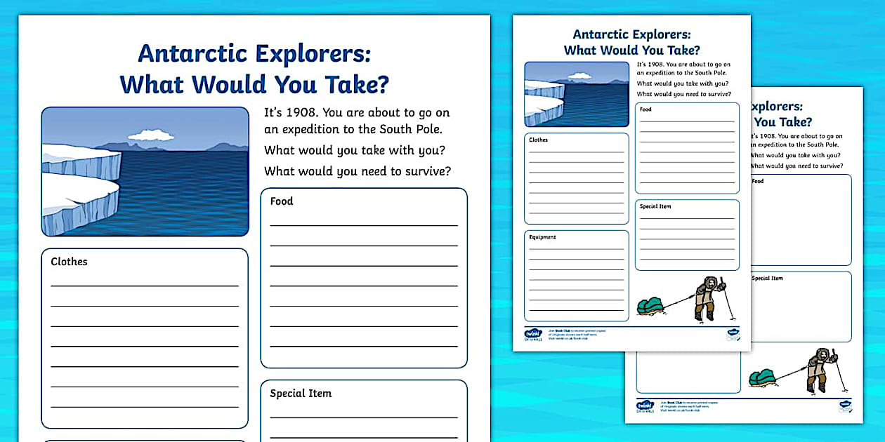 Antarctic Explorers: What Would You Take? Worksheet - Twinkl