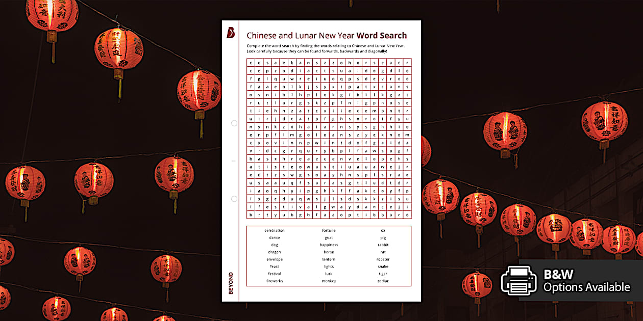 Chinese New Year Word Search | Festivals and Events | Beyond