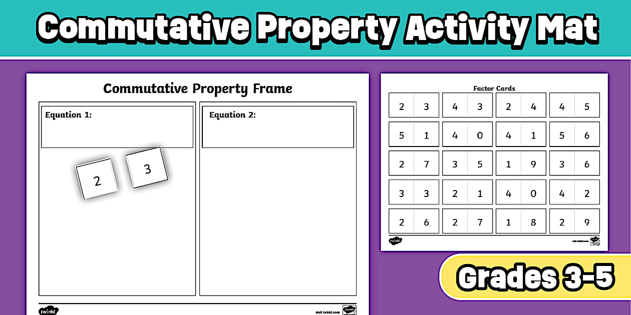 Commutative Property of Multiplication Activity Mat