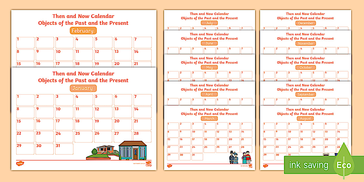Then and Now Calendar Objects of Past and Present | Twinkl