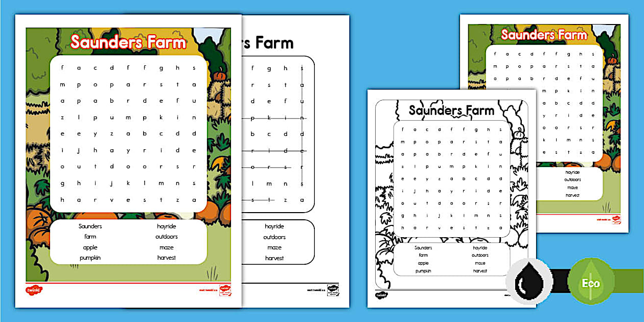 Saunders Farm Word Search (Teacher-Made) - Twinkl