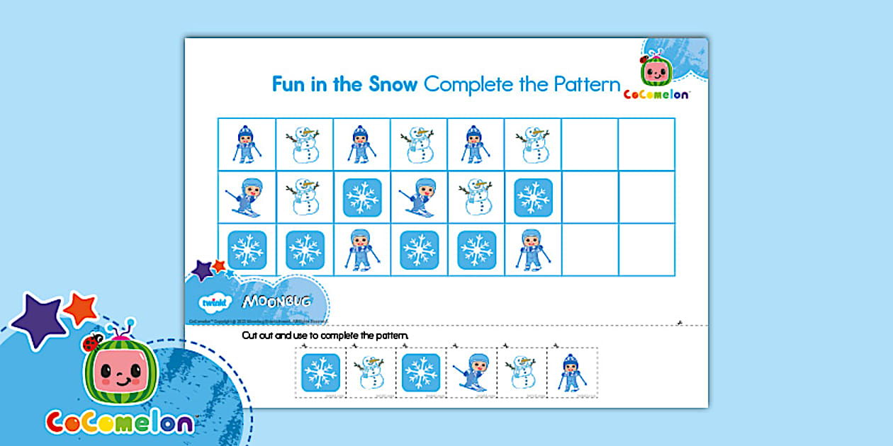 FREE! - 👉 CoComelon: Fun in the Snow Complete the Pattern Activity