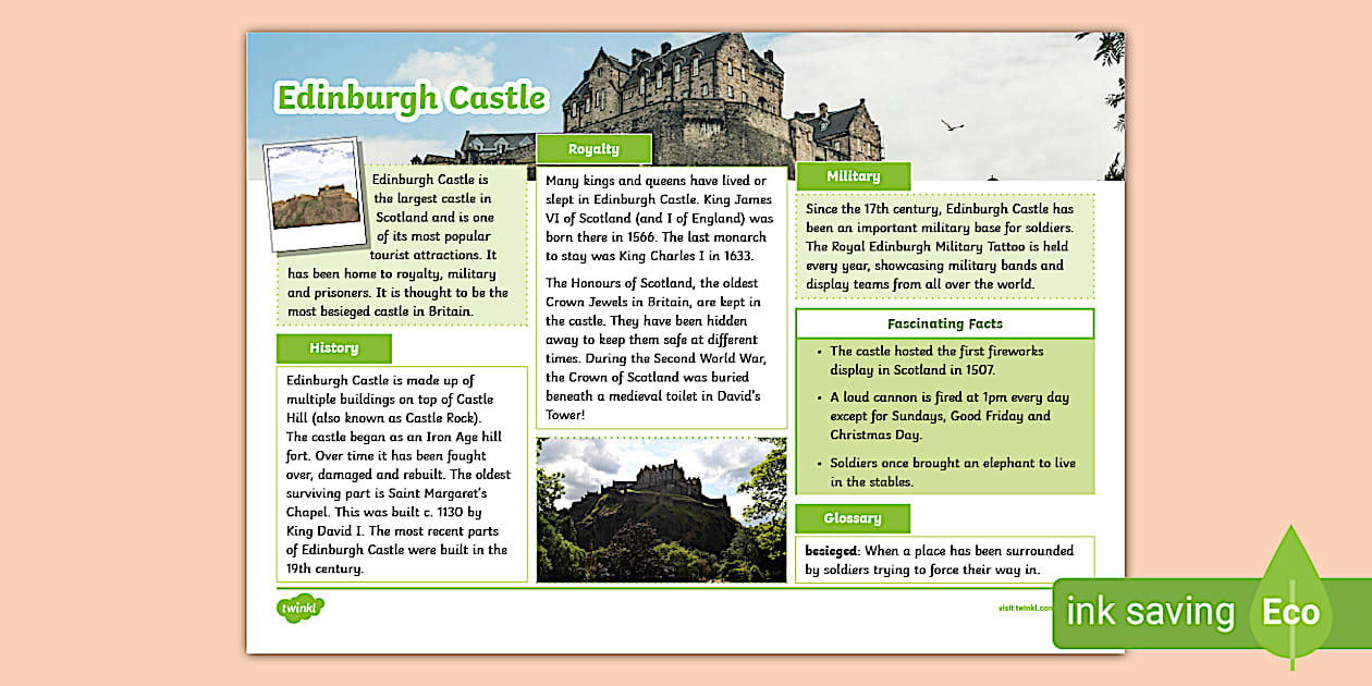 KS2 Edinburgh Castle Fact File - Twinkl