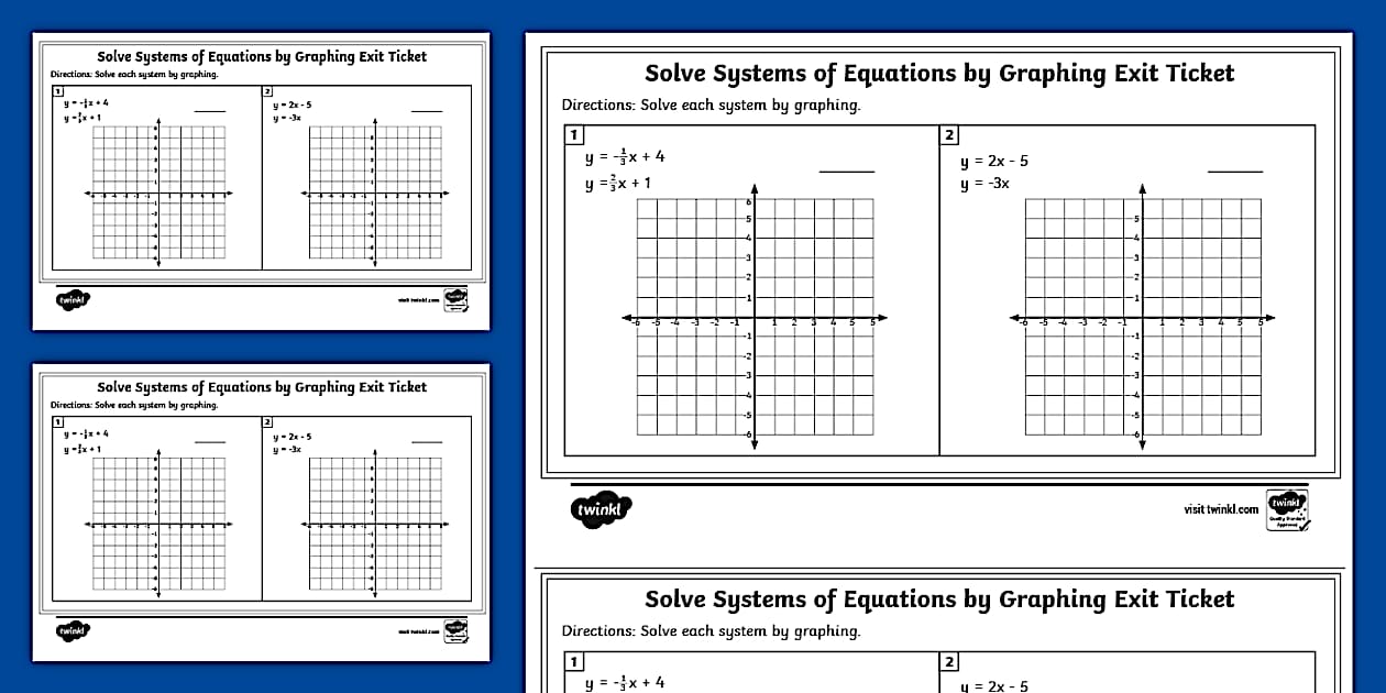 Eighth Grade Solve Systems of Equations by Graphing Exit Ticket