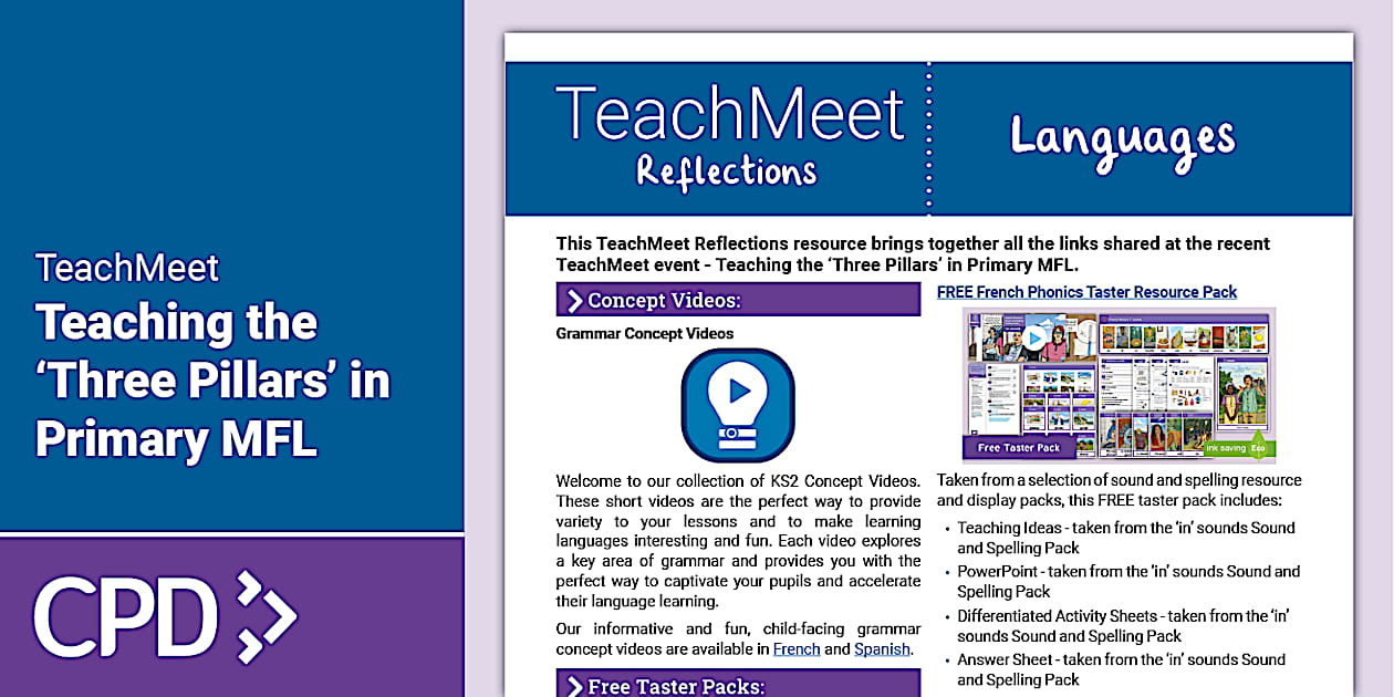 TeachMeet Reflections - Teaching the 'Three Pillars' in Primary MFL