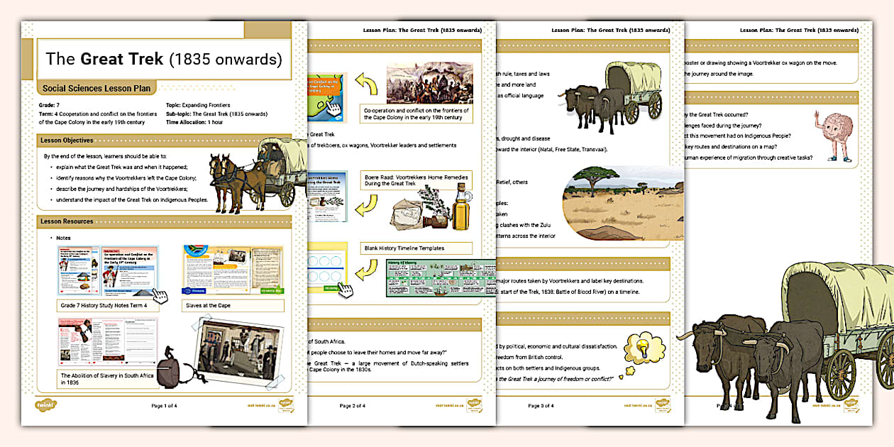 Grade 7 History Lesson Plan: The Great Trek (1835 onwards)
