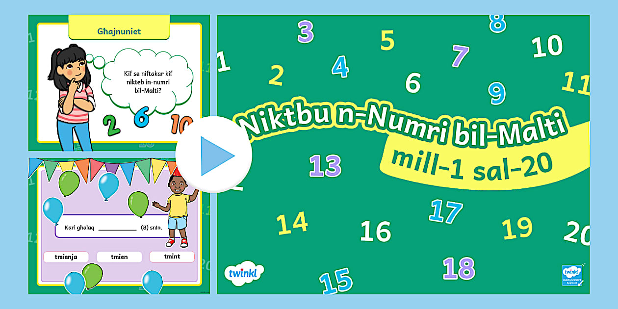 Il-Grammatika l Preżentazzjoni: In-Numri bil-Malti mill-1-20