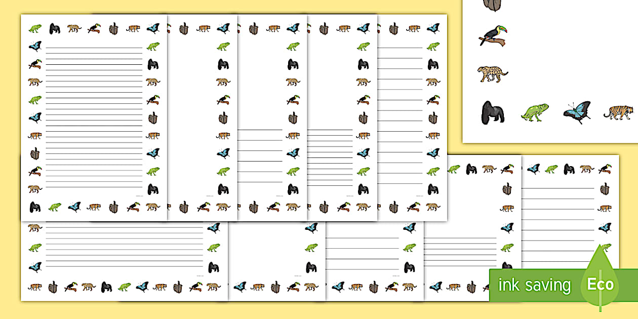 Editable Jungle Page Borders (teacher made) - Twinkl