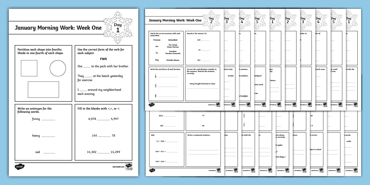 Third Grade January Morning Work Bundle (Teacher-Made)