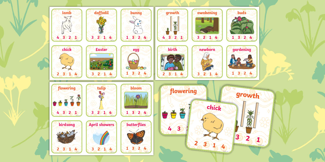 Spring Syllables Clip Cards - Twinkl English (teacher made)