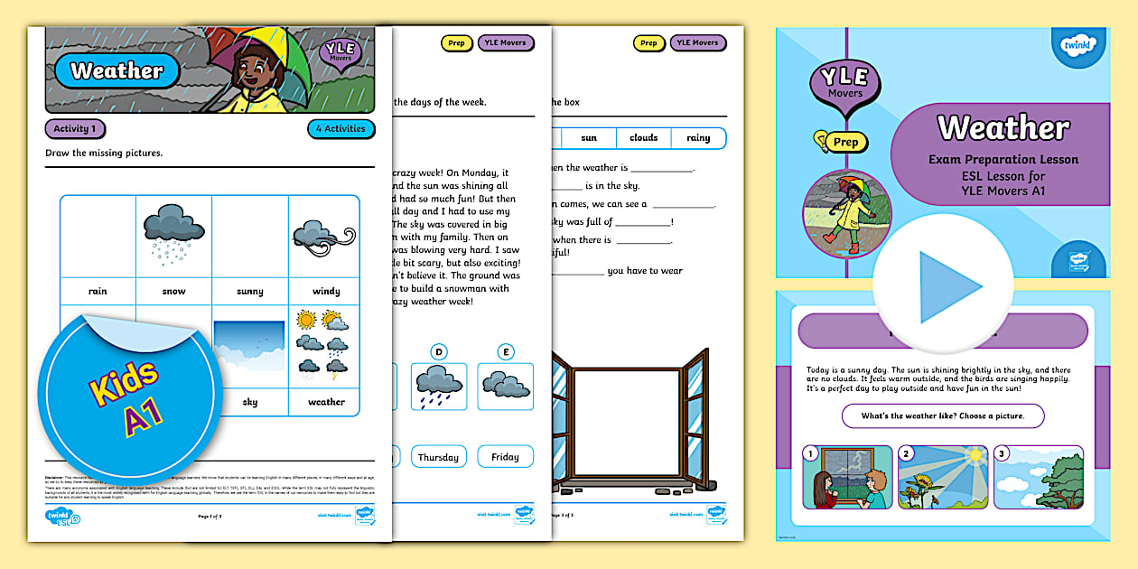 YLE Movers - Prep Lesson (The Weather) [A1] (teacher made)