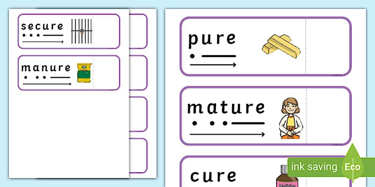 'ure' Words Phonics Sheet | Phonics Resources | Twinkl