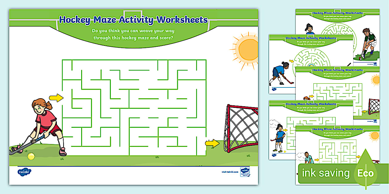 Hockey Maze Activity Worksheets (teacher made) - Twinkl