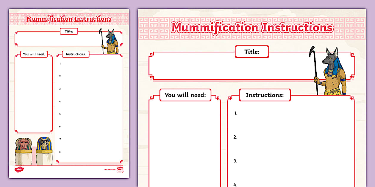 Mummification Instructions Writing Activity - Twinkl - KS2