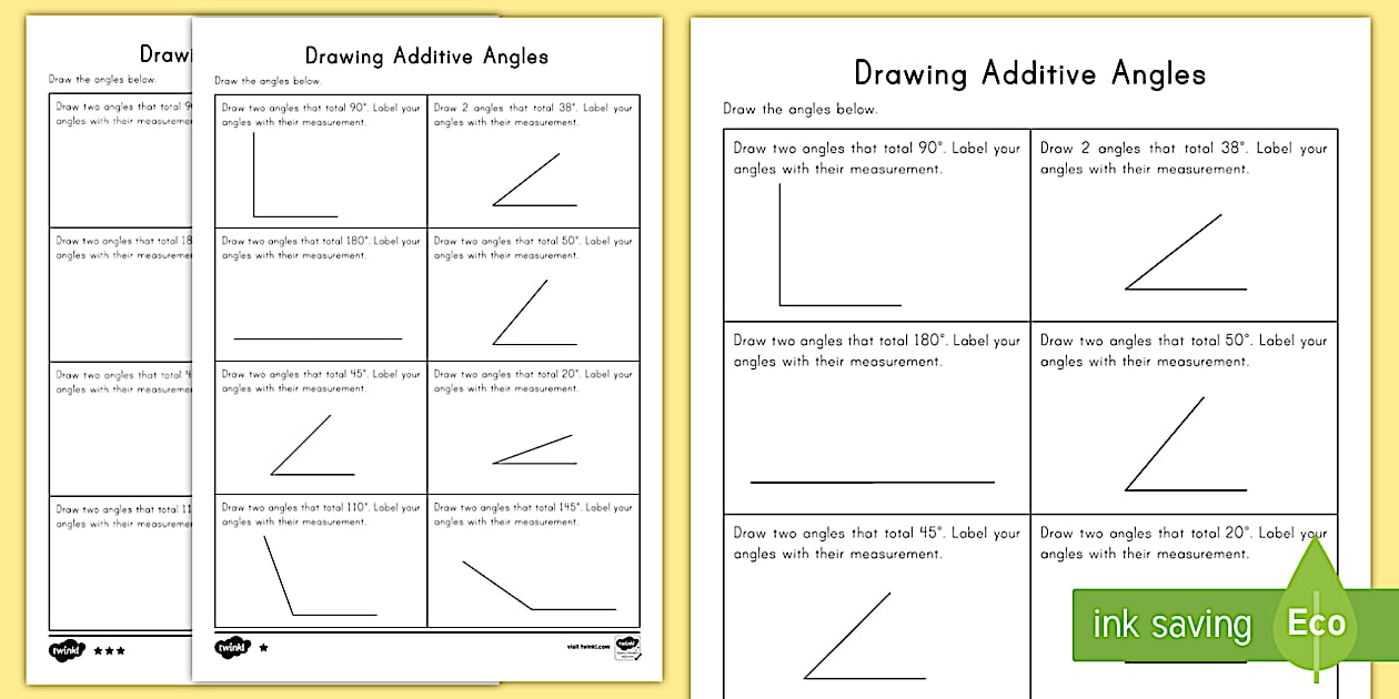 Drawing Additive Angles Worksheet (teacher made) - Twinkl