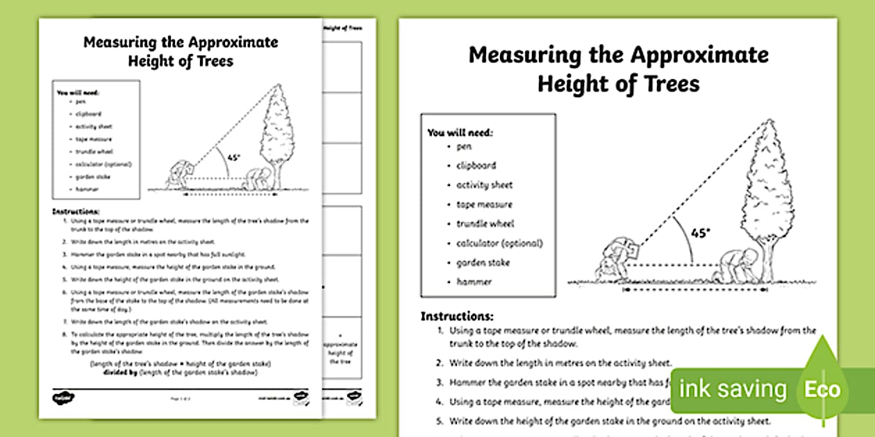 Measuring the Approximate Height of Trees (teacher made)