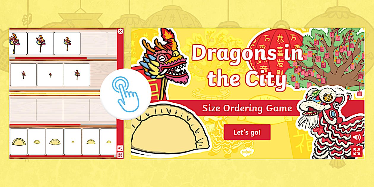Dragons in the City Size Ordering Game EYFS | Twinkl Go!