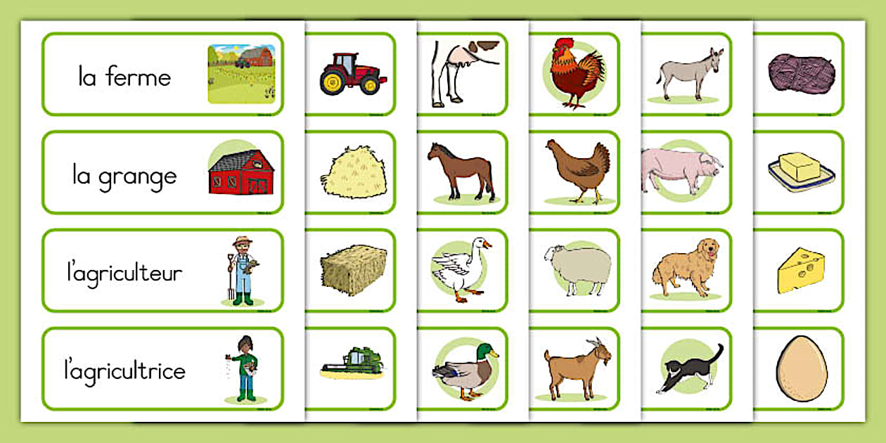 Cartes de vocabulaire : La ferme