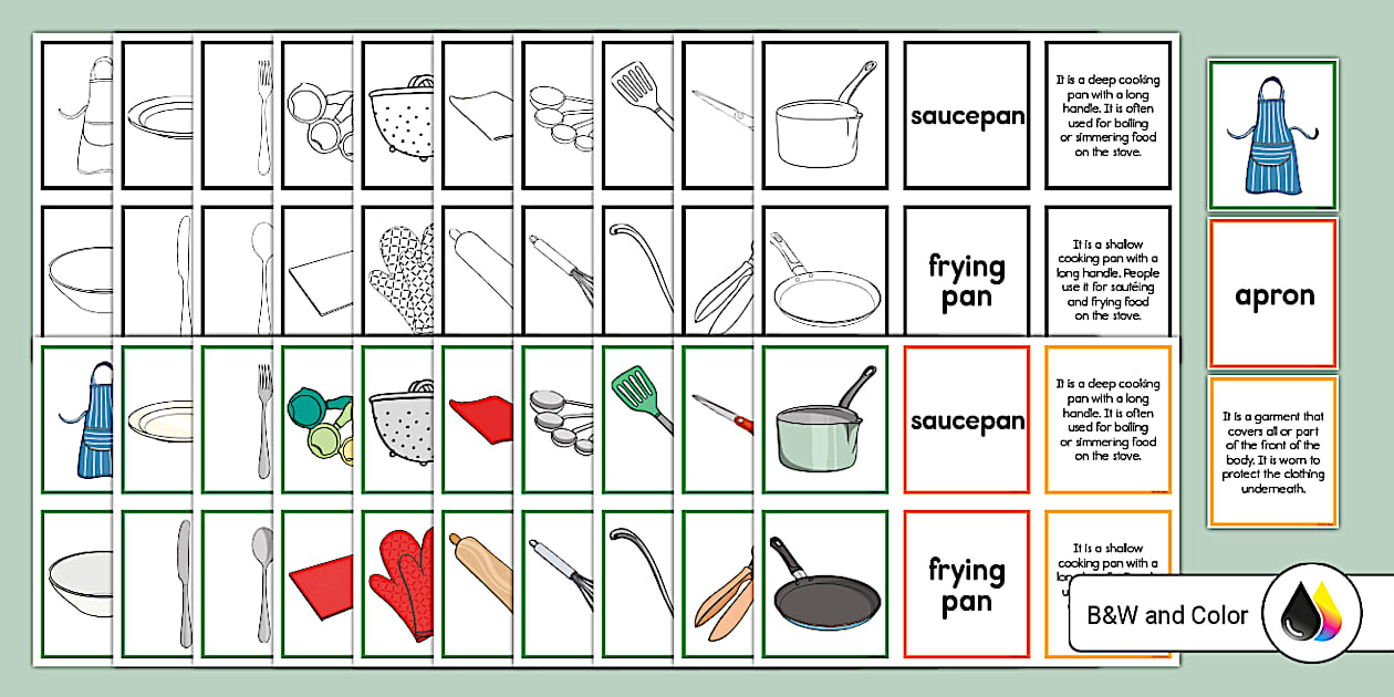 Cooking Utensils Matching Cards (teacher made) - Twinkl