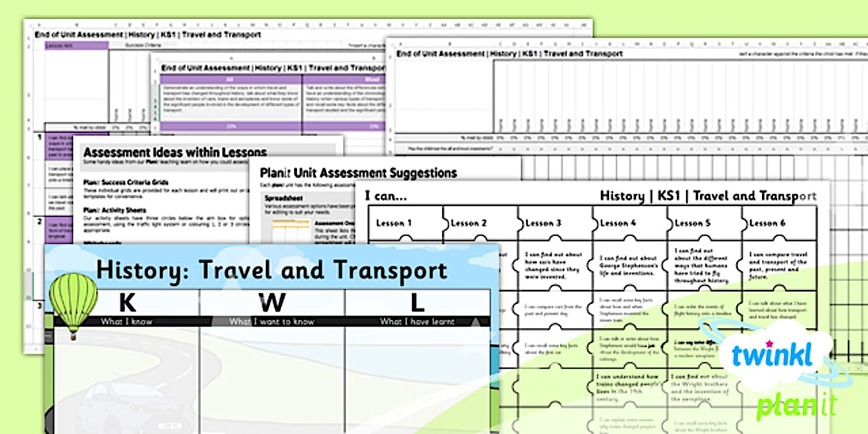 History: Travel and Transport KS1 Unit Assessment Pack