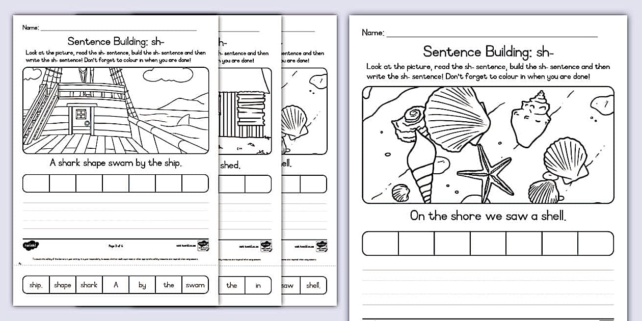 Phonics Sentence Building: sh- (teacher made) - Twinkl