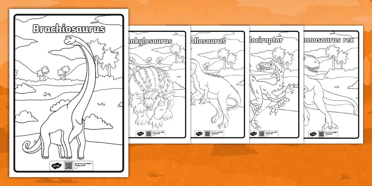 Dinosaurs Picture and Word Colouring Pages | Twinkl - Twinkl