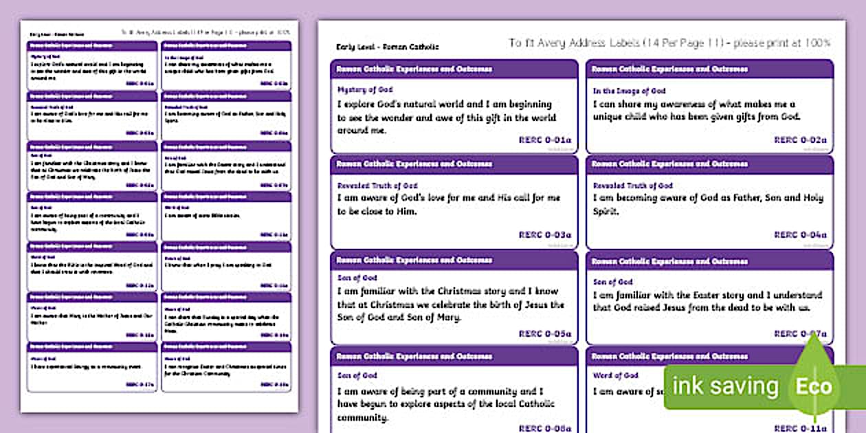 Early Level RME in Catholic Schools Experiences and Outcomes Stickers