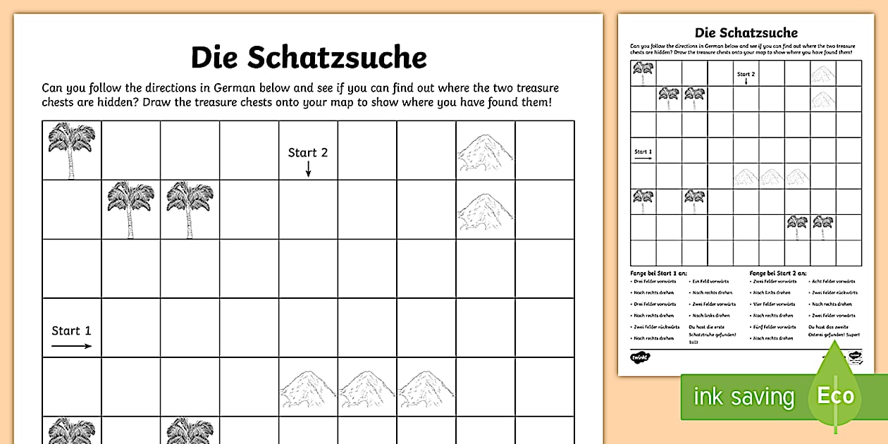 German Directions Treasure Hunt Worksheet / Worksheet