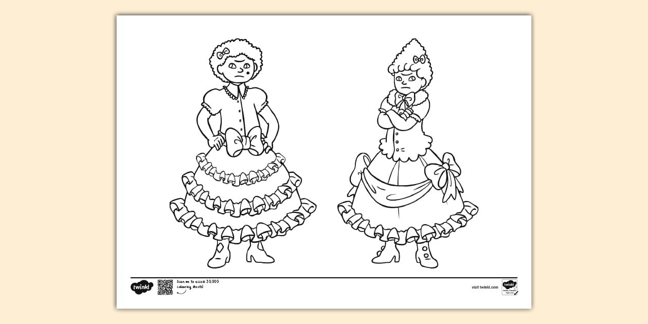 The Ugly Sisters Colouring Page - KS1