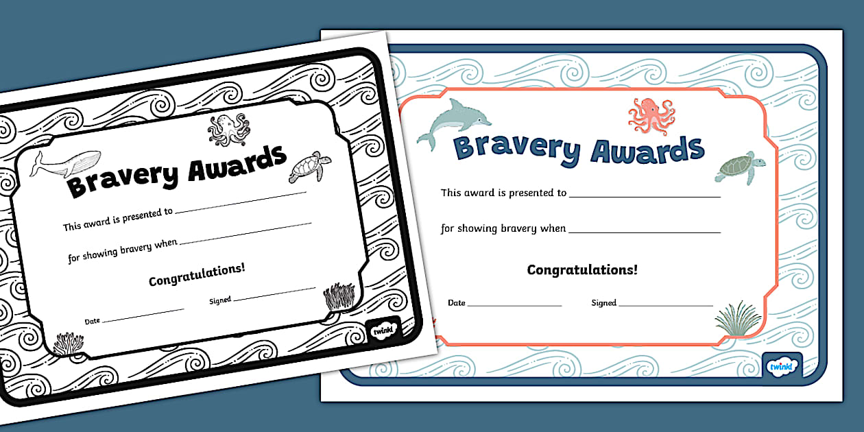 Under the Sea-Themed Bravery Certificate - Twinkl