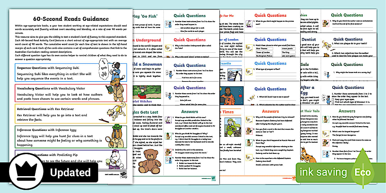 One-Minute Reading Resource Pack | F-2 Teaching Resources