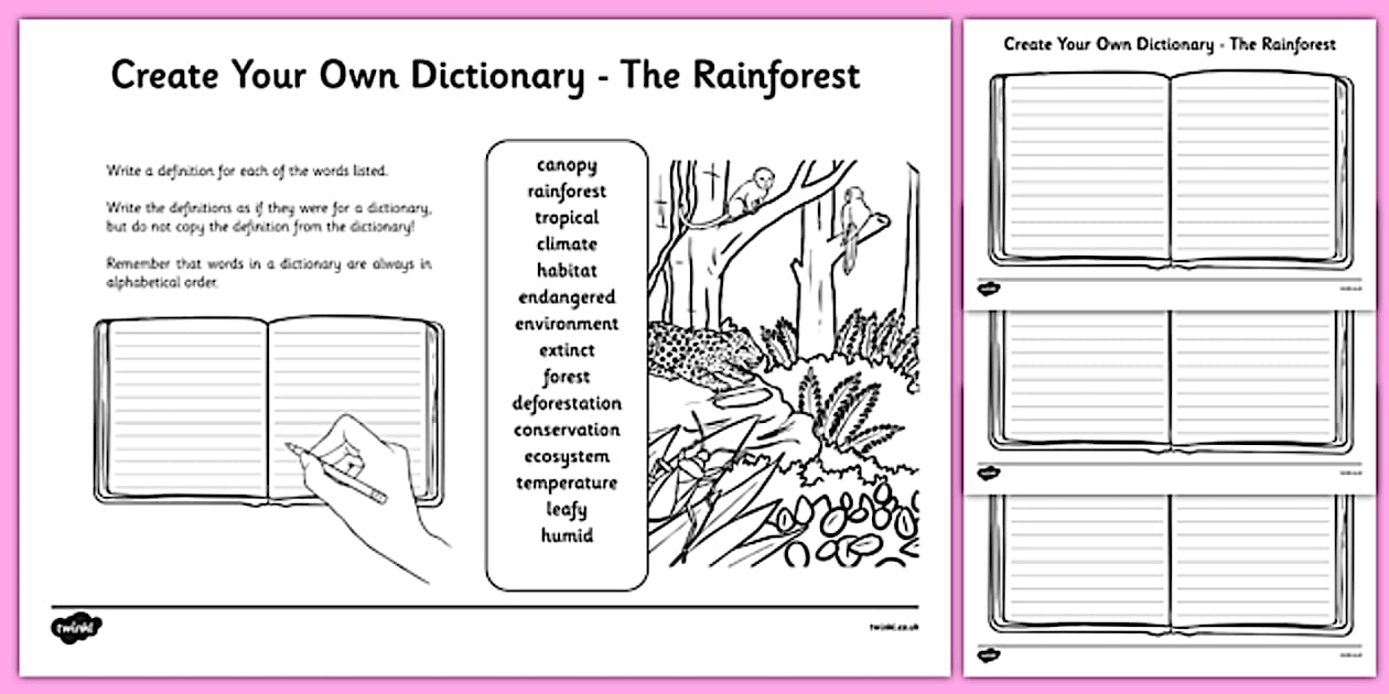 Editable The Rainforest Key Vocabulary - Create Your Own Dictionary