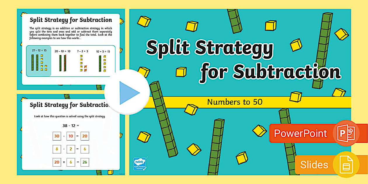 Subtraction Split Strategy PowerPoint to 50 (teacher made)