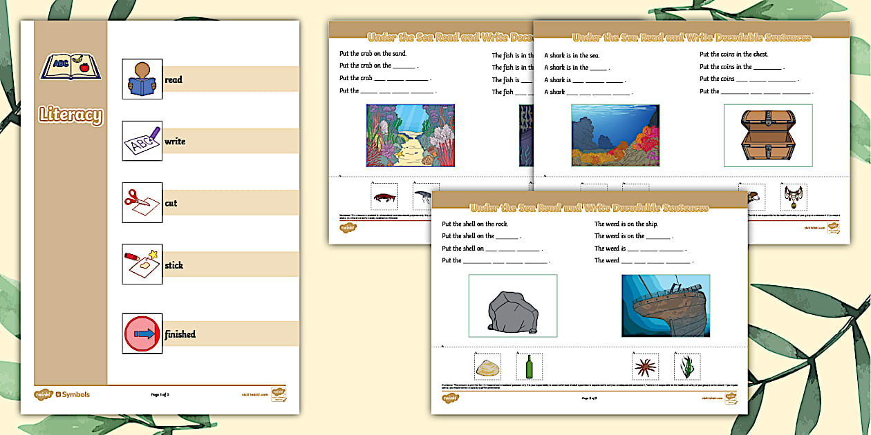 SEND Structured Steps: Under the Sea Read and Write Decodable Sentences