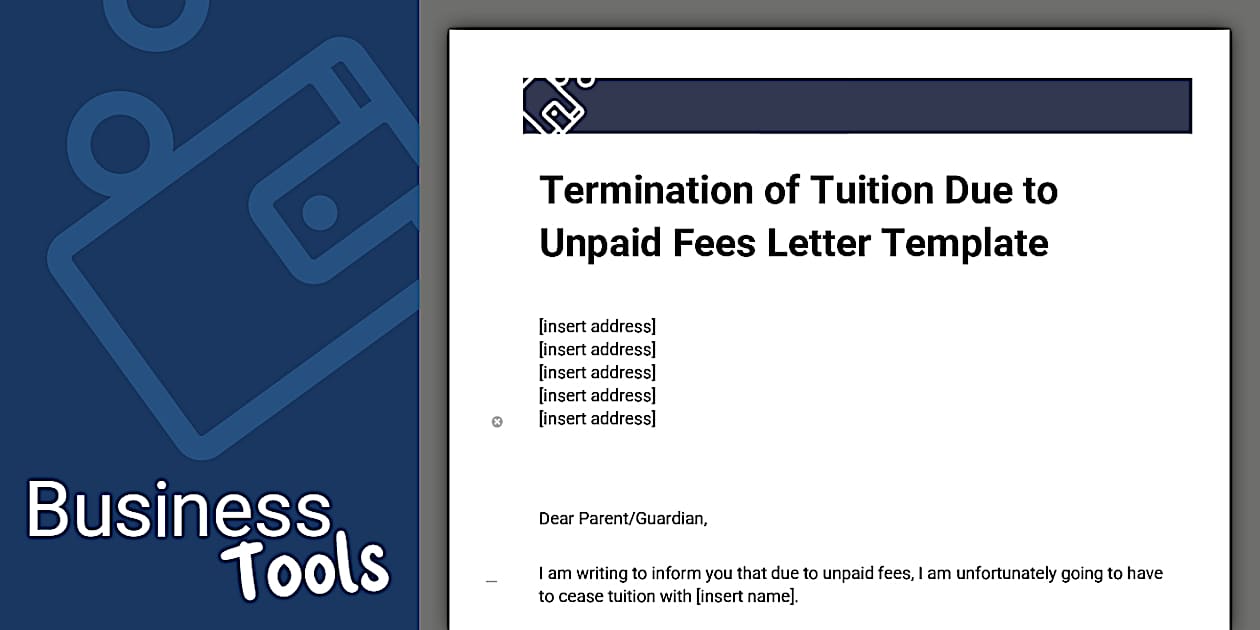 Termination of Tuition Due to Unpaid Fees Letter Template
