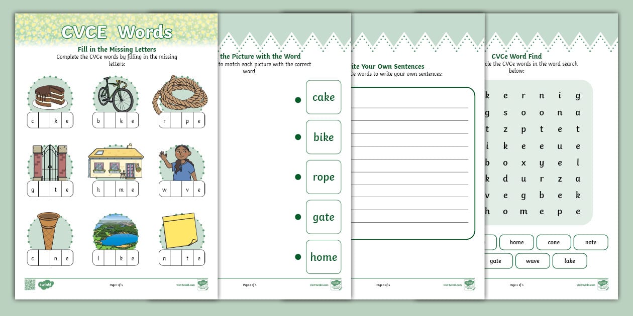 CVCe Words Activity Sheet (ティーチャーメイド)