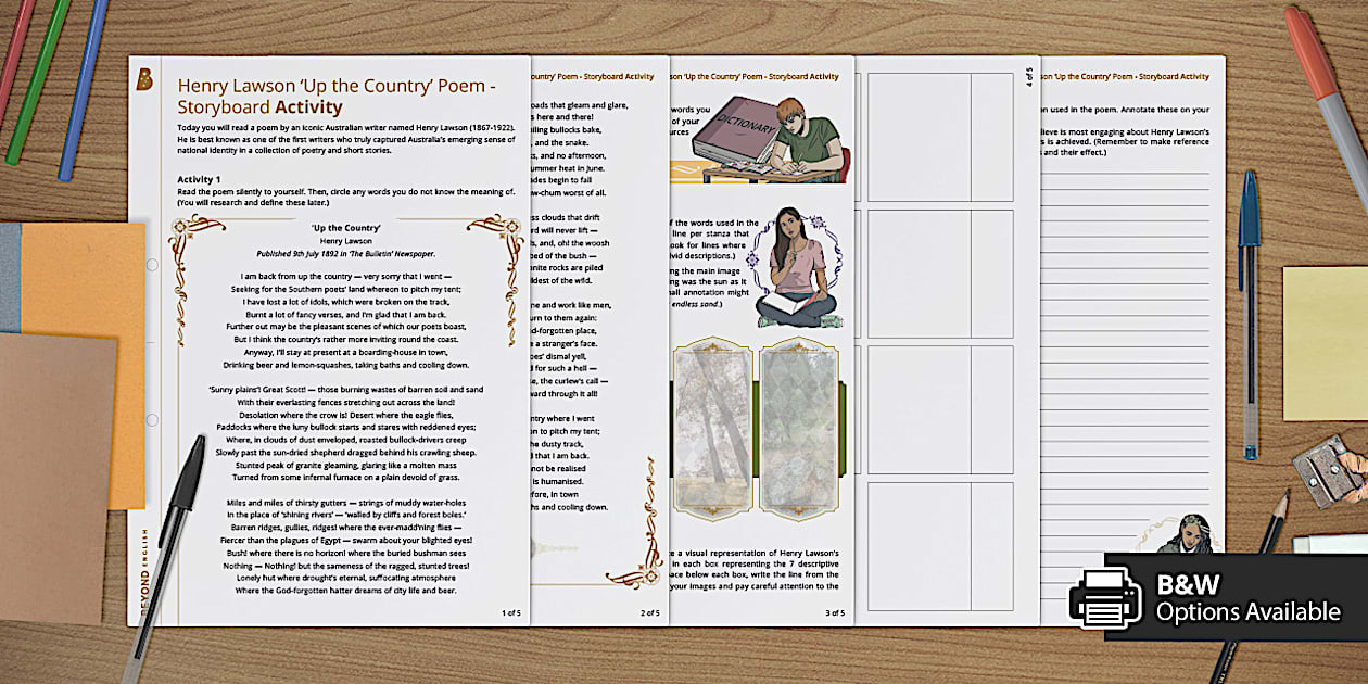 Henry Lawson 'Up the Country' Poem - Storyboard Activity