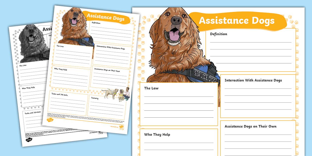 Assistance Dogs Fact File Template (teacher made) - Twinkl