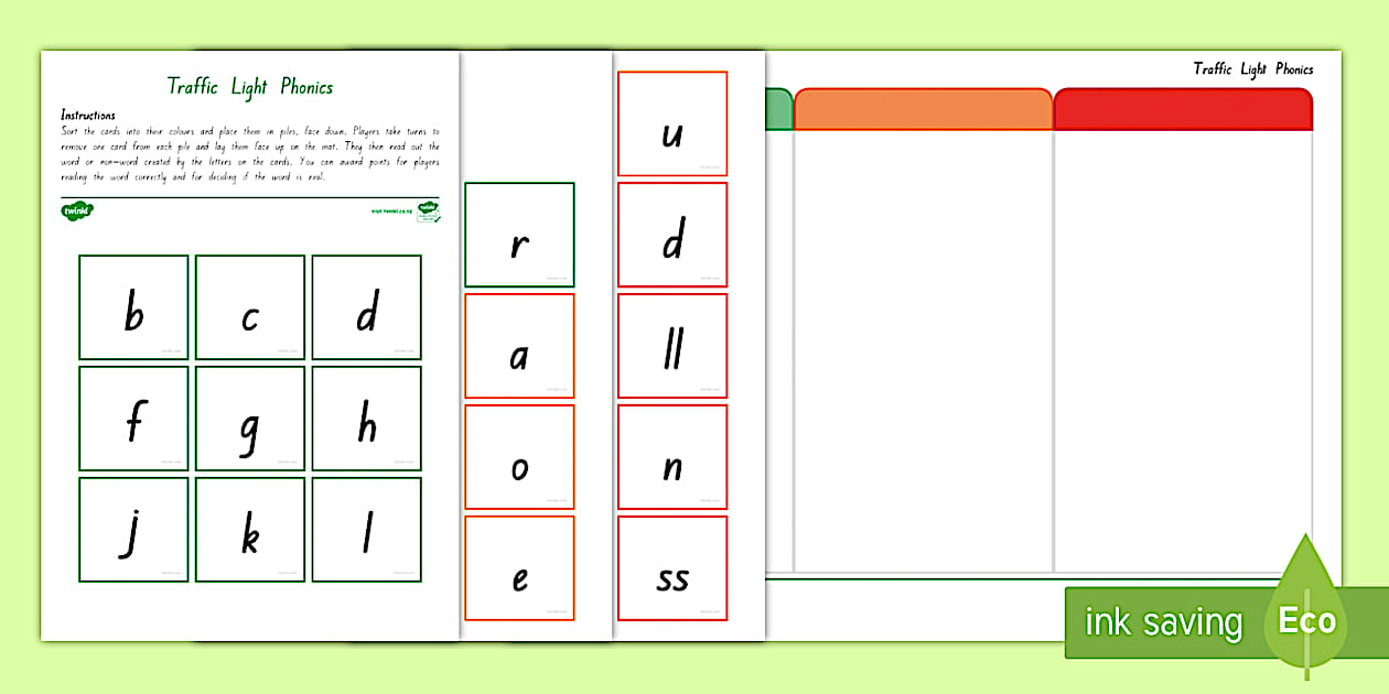 Dyslexic Traffic Light Short Vowel Card Game (teacher made)